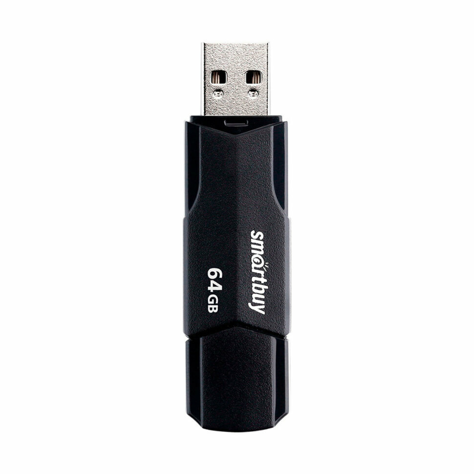 Флеш-диск 64 GB SMARTBUY Clue, USB 2.0, черный, SB64GBCLU-K, 513788