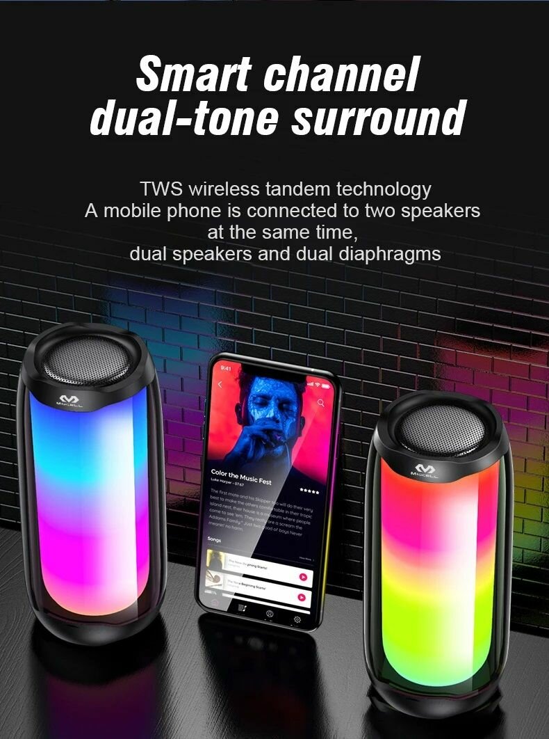 Портативная колонка MICCELL VQ-SP28 в синем цвете; беспроводная умная колонка; super bass