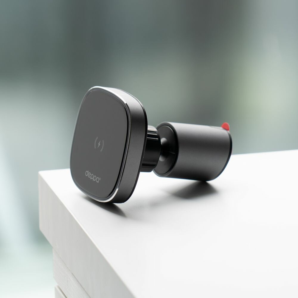 Магнитный держатель для телефона автомобильный с беспроводной зарядкой, черный, магнитный QI Belka, Deppa 55206