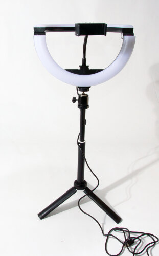 Складывающаяся кольцевая лампа (10") Fancier FL-10FKе с держателем смартфона, на штативе (цв. черный)