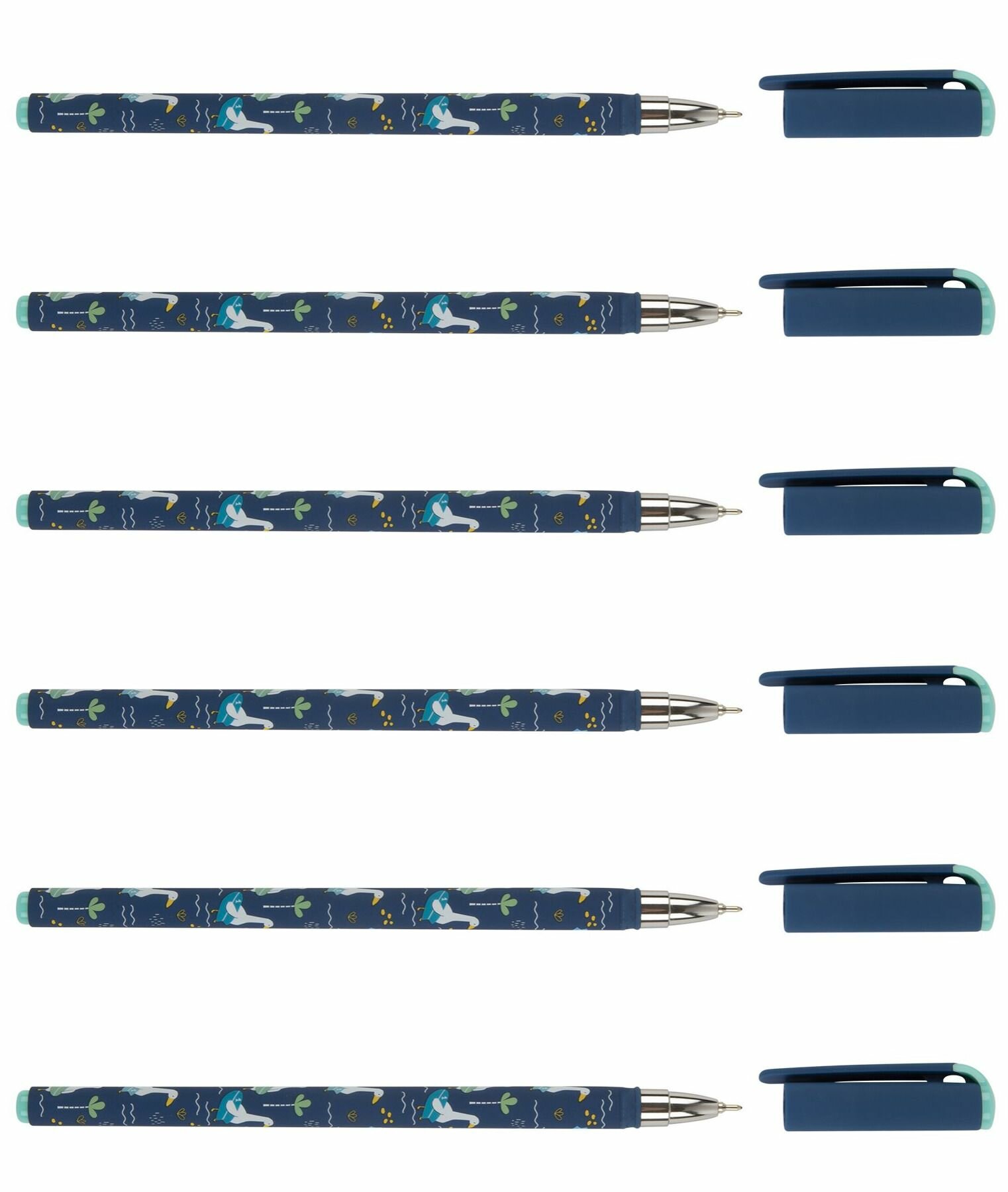 LOREX Kids Ручка масляная Surf Duck, Slim Soft 0.5 мм синяя, 6 шт