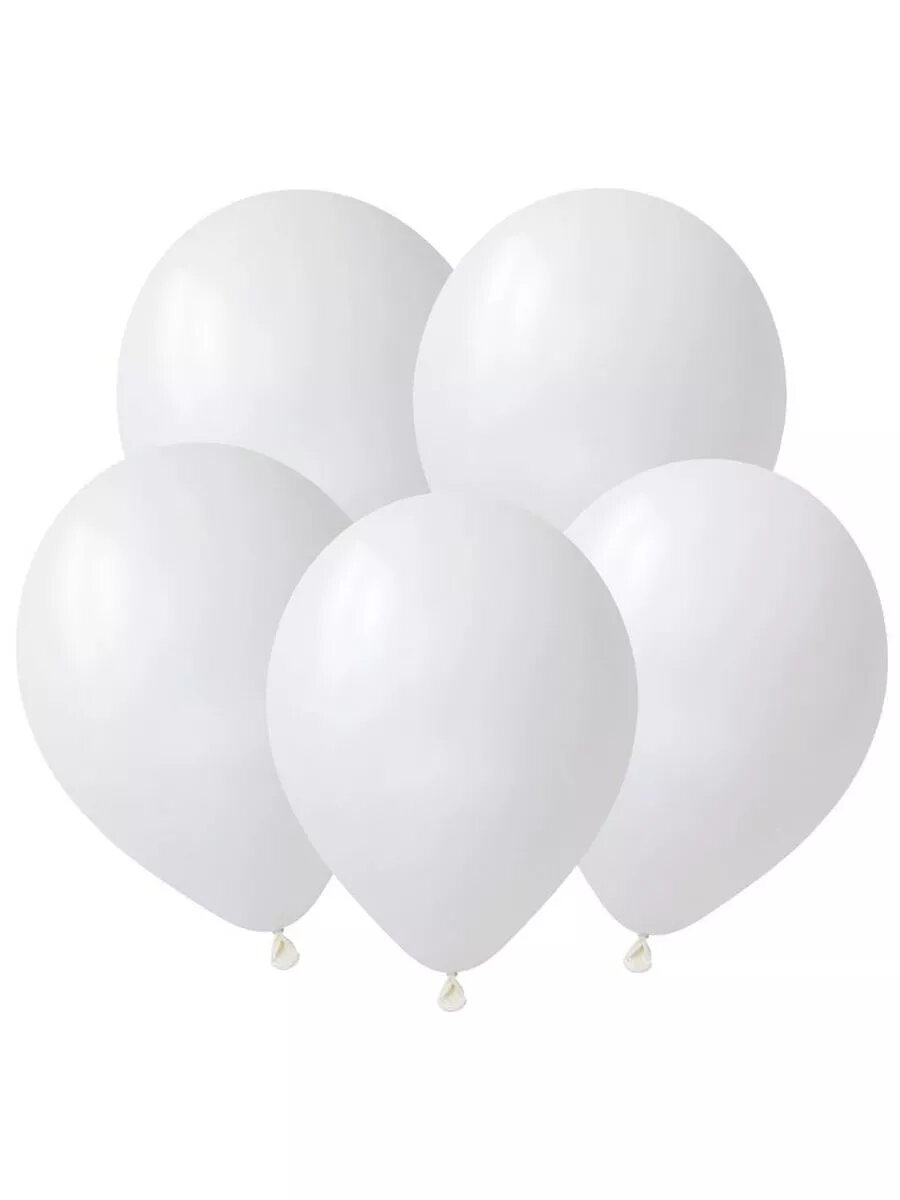 Белый, Пастель / White, латексный шар (5"/12,5 см ) 100 шт. / DECOBAL, Вьетнам