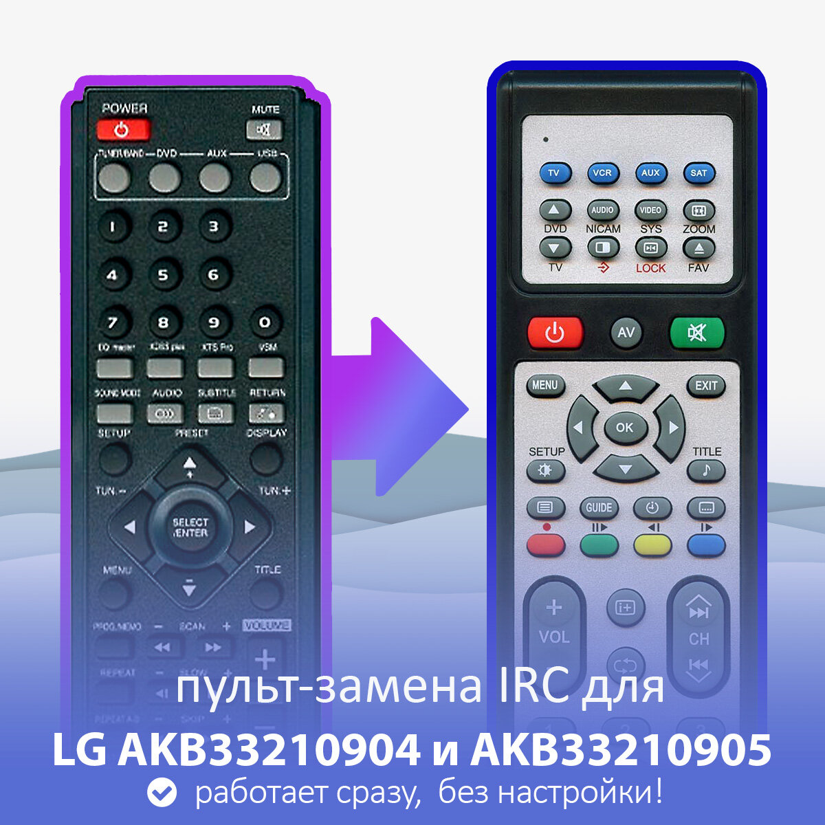 Пульт-замена для LG AKB33210904 и AKB33210905