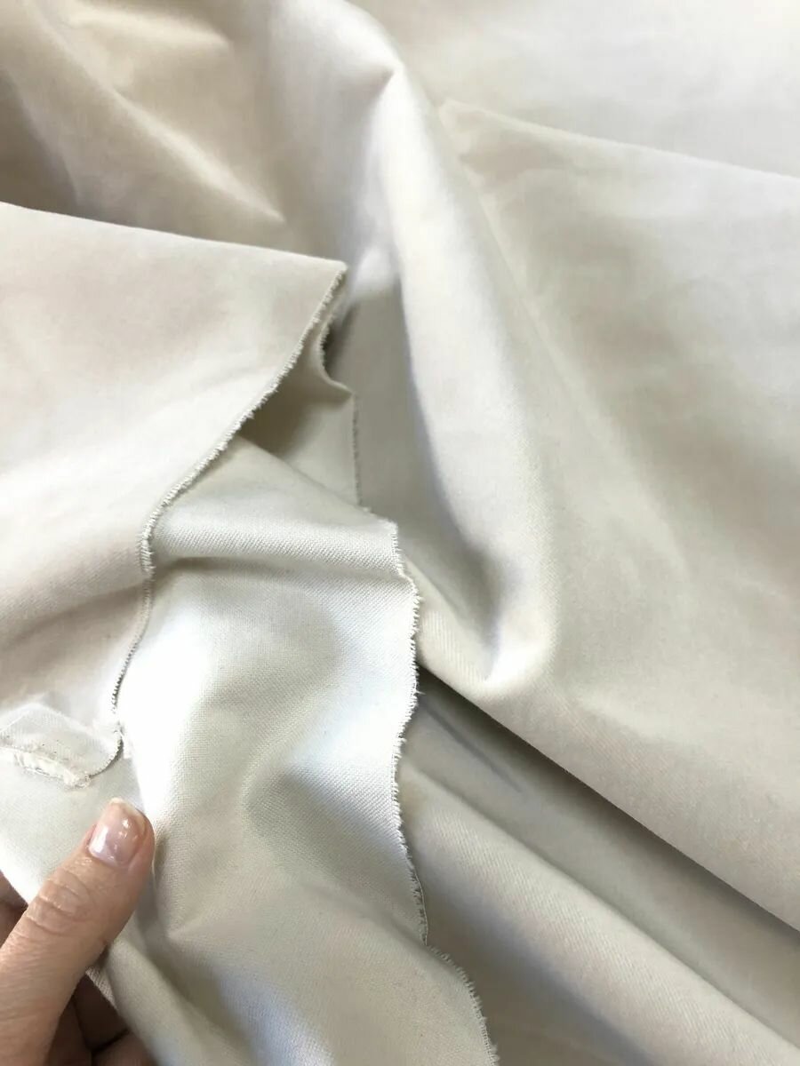 Ткань Бархат хлопковый молочный Италия