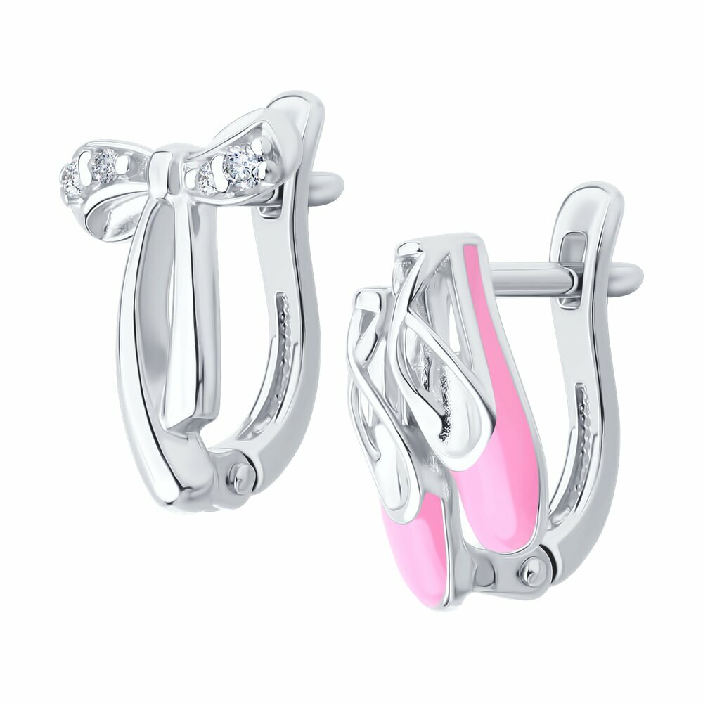 Серьги, серебро, 925 проба, фианит