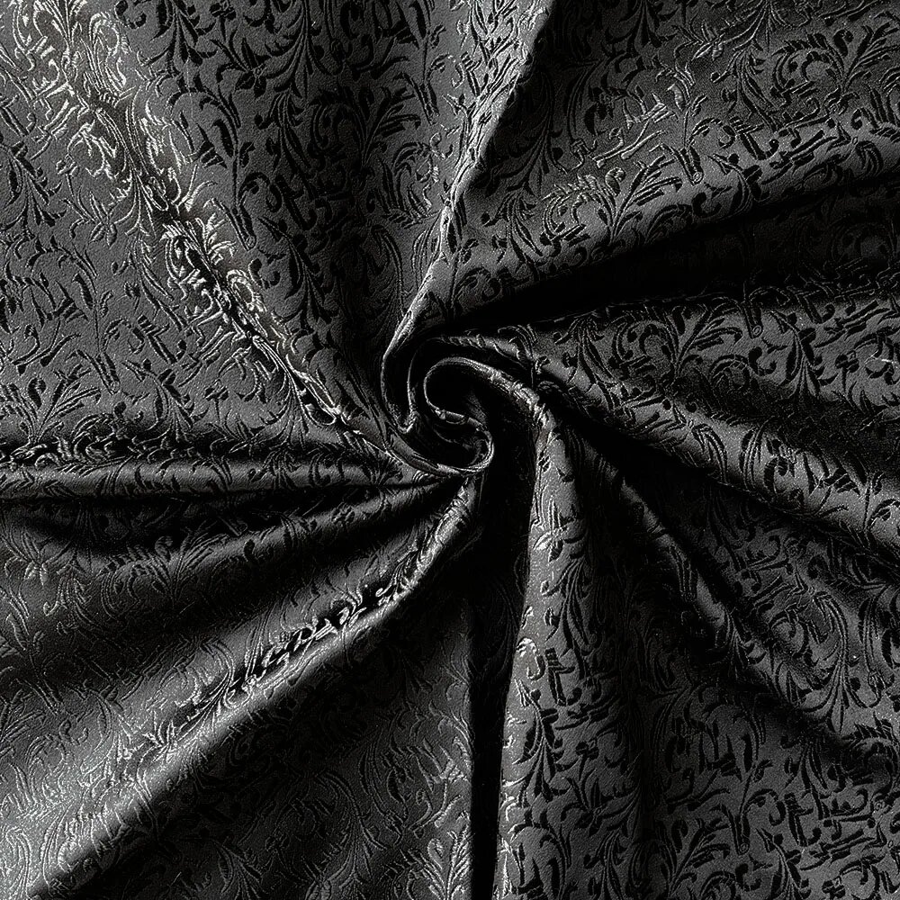 Парча жаккард пшеничный цветок Черный, черный