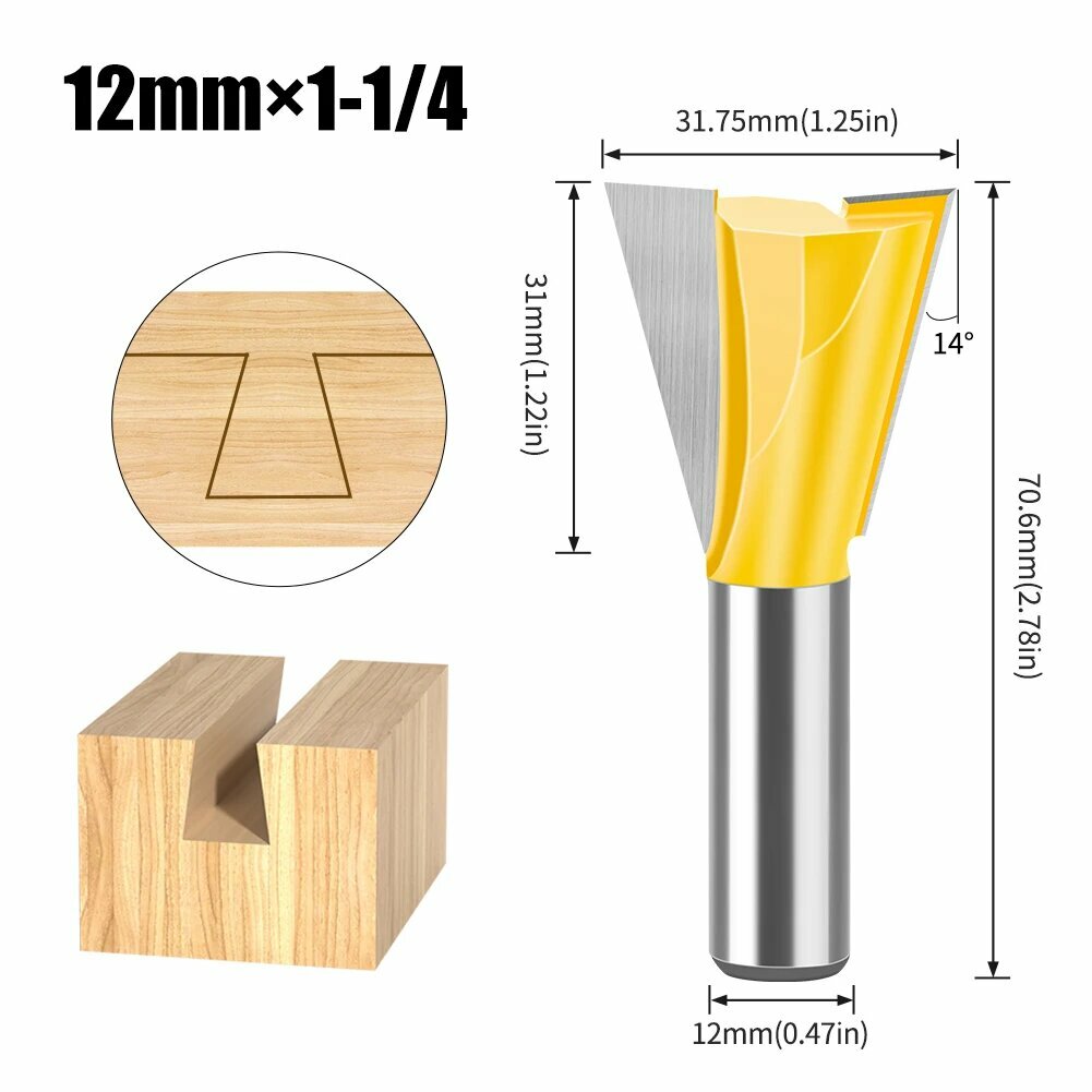 1 шт, 8 мм, 12 мм, хвостовик, набор фрез «ласточкин хвост», 14 градусов, деревообрабатывающий гравировальный фрезерный станок для дерева