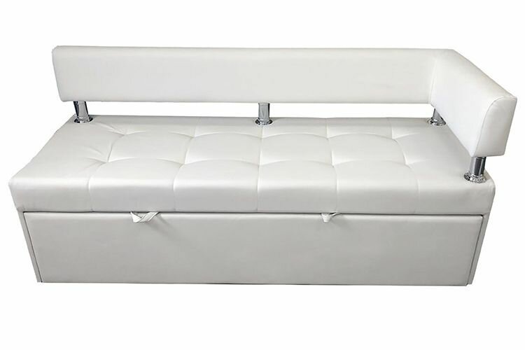 Диван-кровать Дельфин с подлокотником 160x62х80 белая экокожа, правый