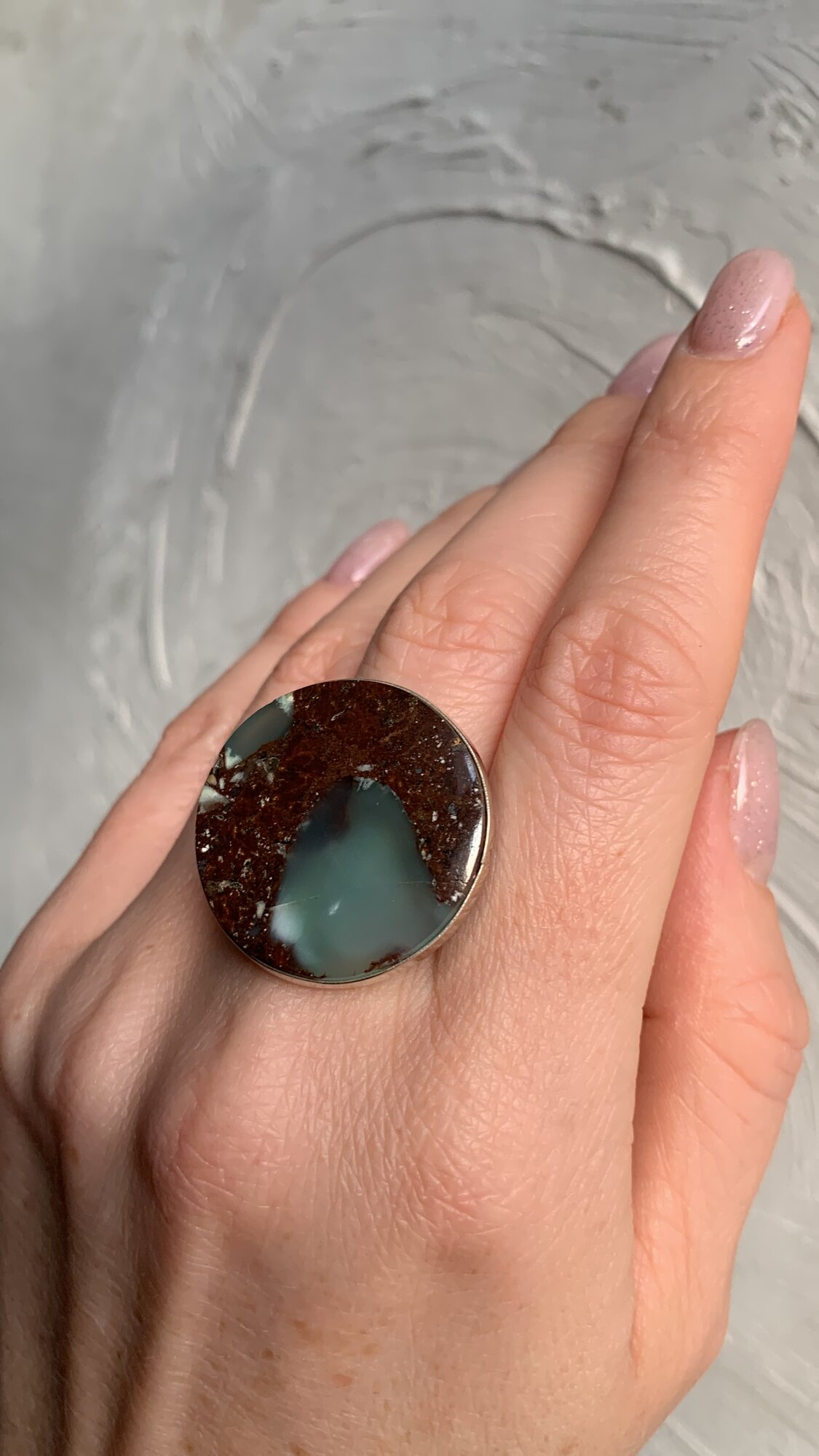 Кольцо, хризопраз