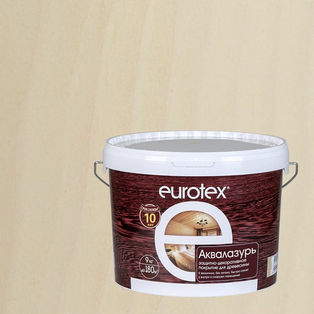 Лак защитно-декоративный для дерева Eurotex Аквалазурь (9кг) ваниль