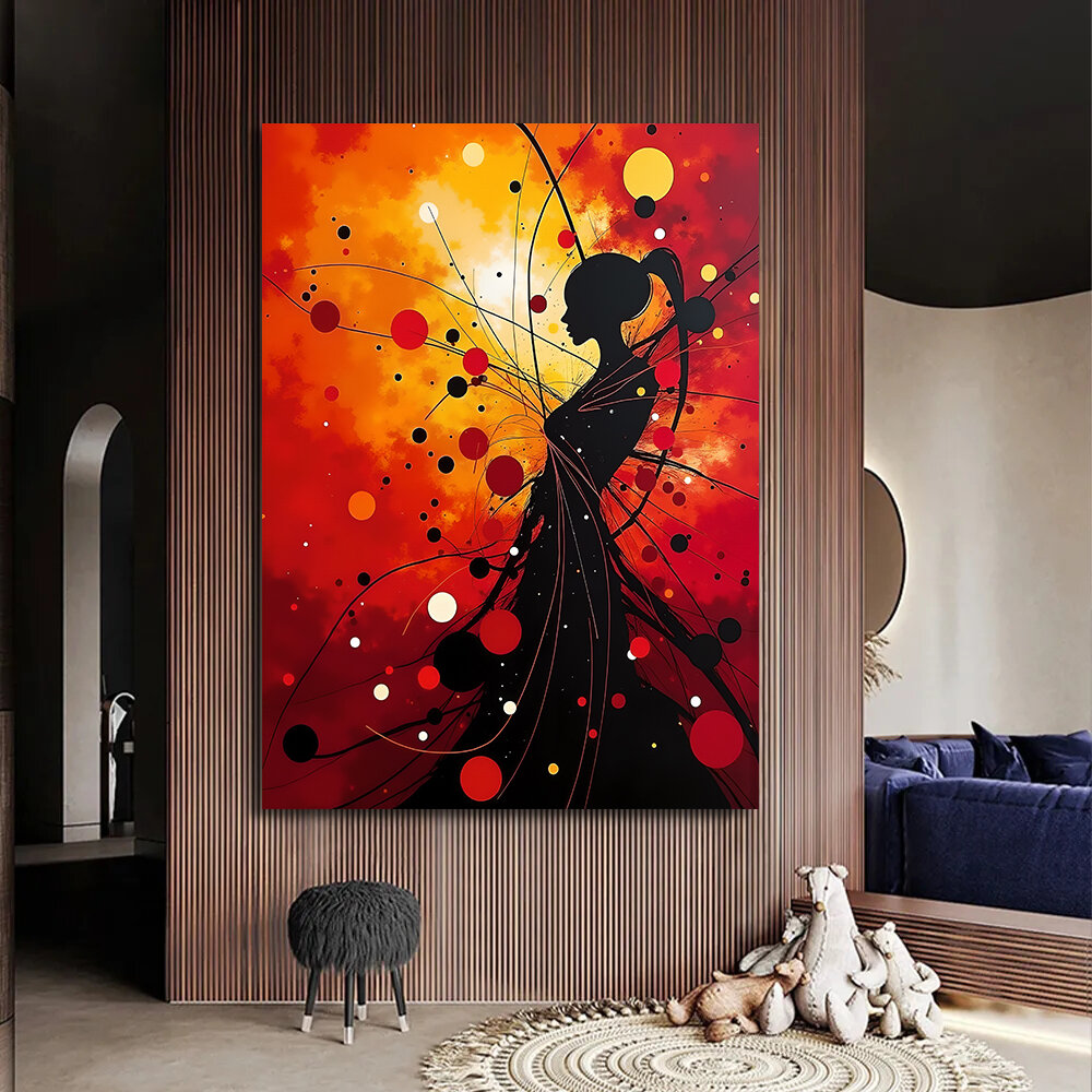 ПОП АРТ / силуэт девушки, яркая картина на стену / в гостинную, 40х60 см.