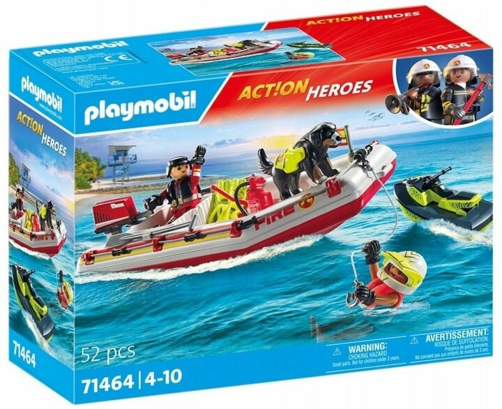 Конструктор Playmobil Action Heroes - Лодка пожарной охраны с водным мотоциклом - Плеймобиль 71464