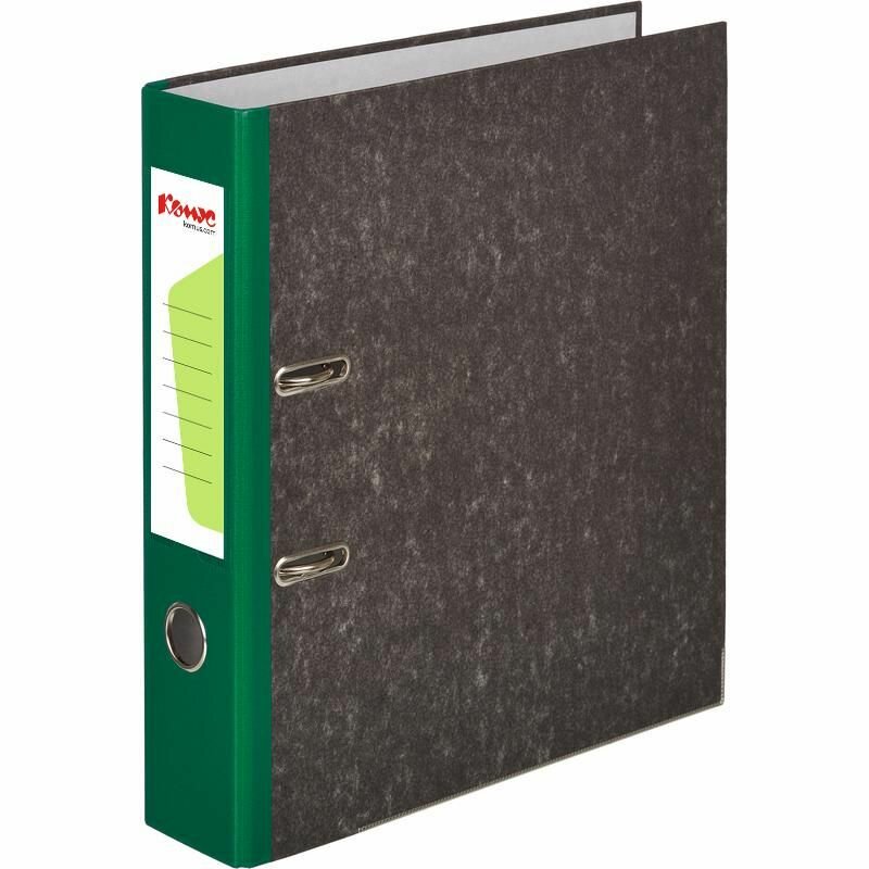 Комус Папка-регистратор, 75 мм, мрамор, зеленый корешок