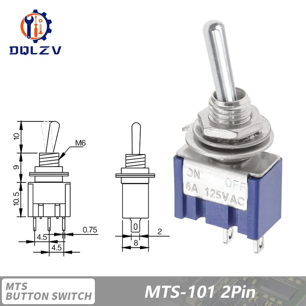 Переключатель MTS-101 2Pin, синий, 5шт