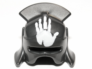 Minifigure, Headgear Helmet Castle with Lateral Comb and Handprint Pattern, 10051pb01 Pearl Dark Gray U
