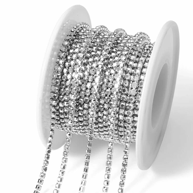 Цепочка со стразами DUCRYSTAL 2-3 мм Серый, 2mmSS6-10Yards, silver