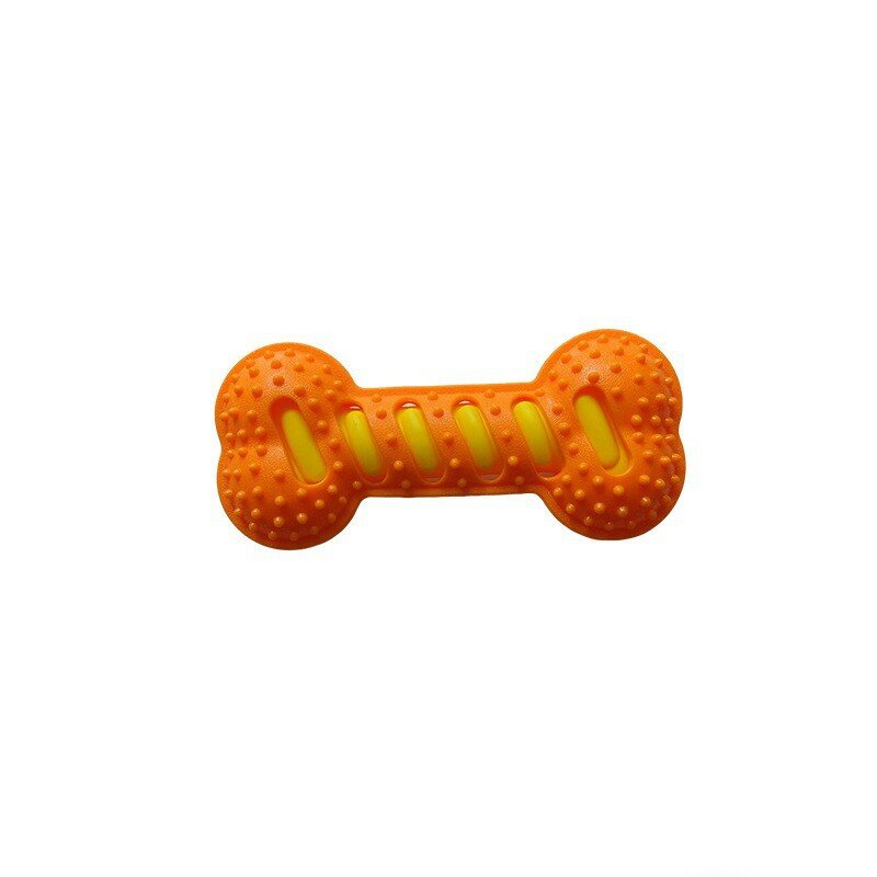 Звуковая игрушка-кость для крупных собак, двойной слой ТПР, гигиеническая кость, 20x9.5x4 см, оранжевый цвет
