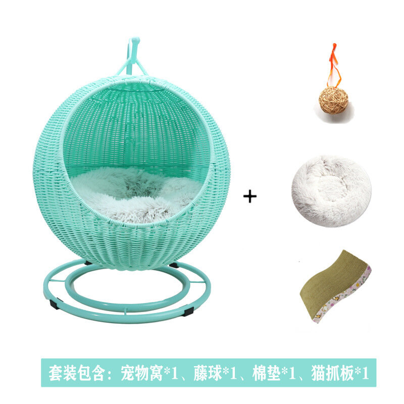 Кошачье гнездо из ротанга, домик для собак, моющаяся колыбель для кошек, универсальная дышащая интернет-знаменитость,