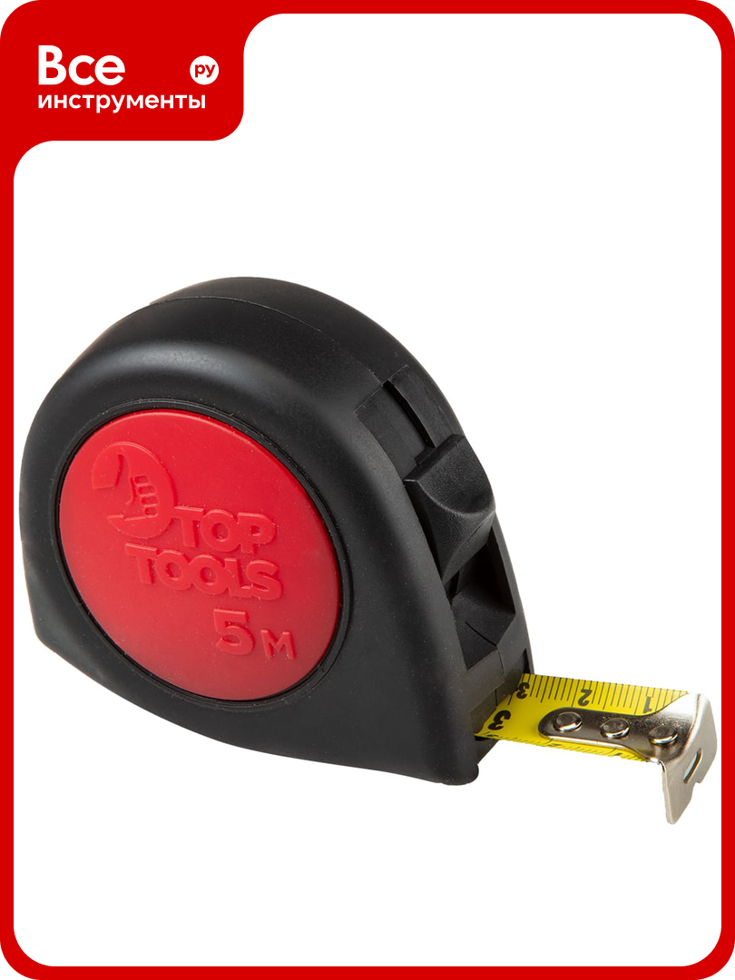 Рулетка Top Tools стальная лента с кнопкой паузы 5 м x 19 мм 27C315, удобный