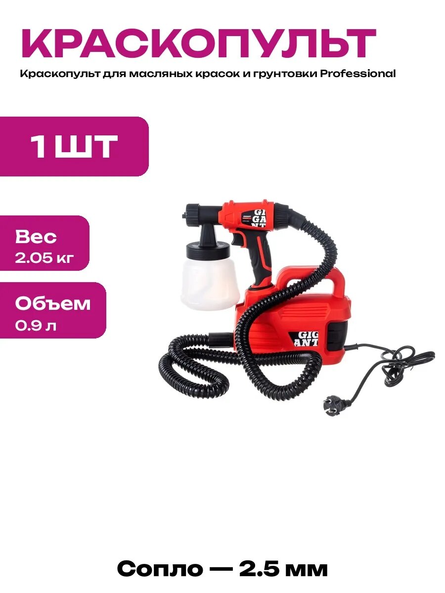 Строительный краскопульт 600 Вт сопло 2.5 мм для всех красок
