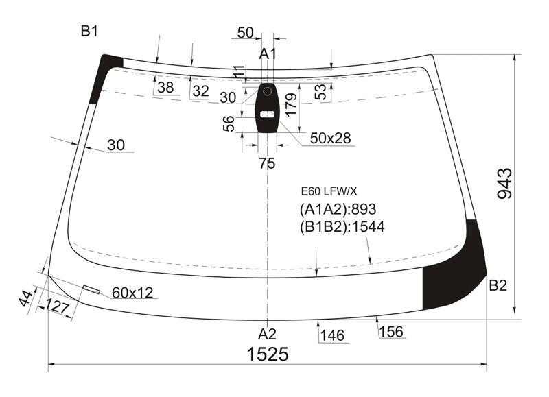 Стекло лобовое в клей BMW 5-SERIES E60/E61 2003-20