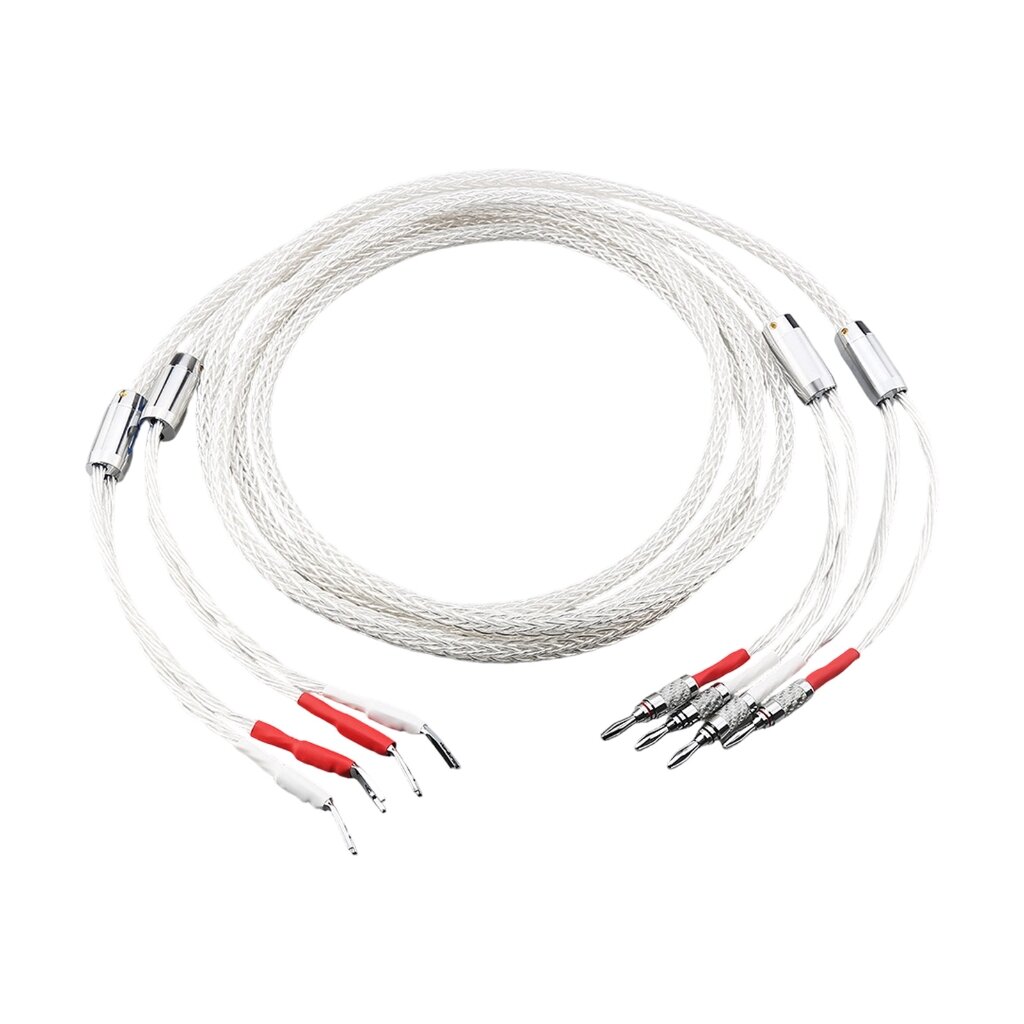 Высококачественный Посеребренный Кабель динамика со Штекерами типа "Банан" и Y-образными Клеммами