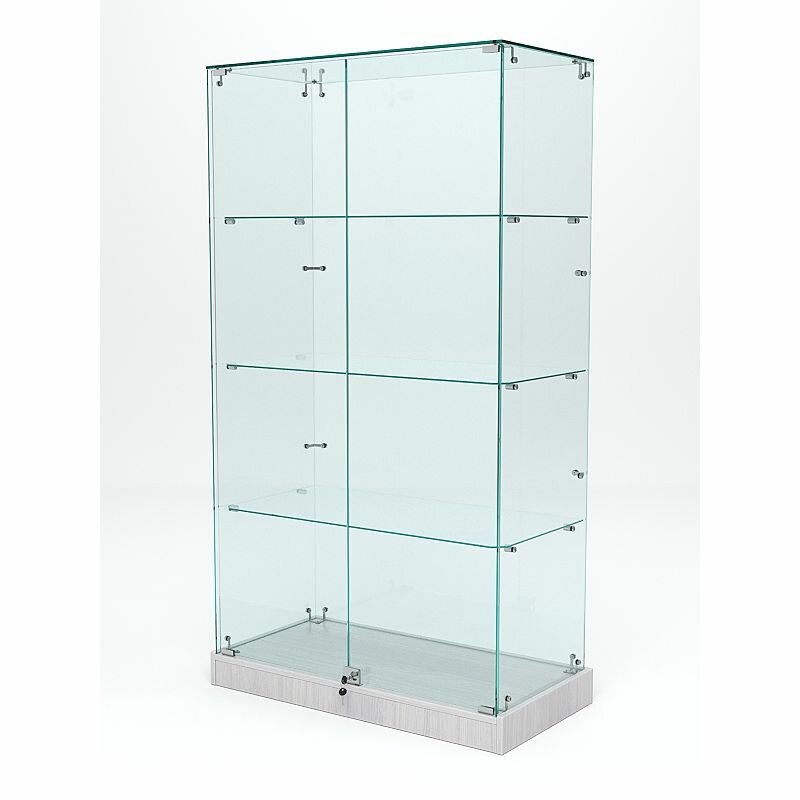 Витрина стеклянная "истра ХИТ продаж" №5 (с дверками, задняя стенка - стекло), Ясень Анкор U31104