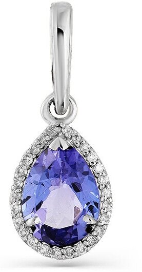 Подвеска, белое золото, 585 проба, бриллиант, танзанит