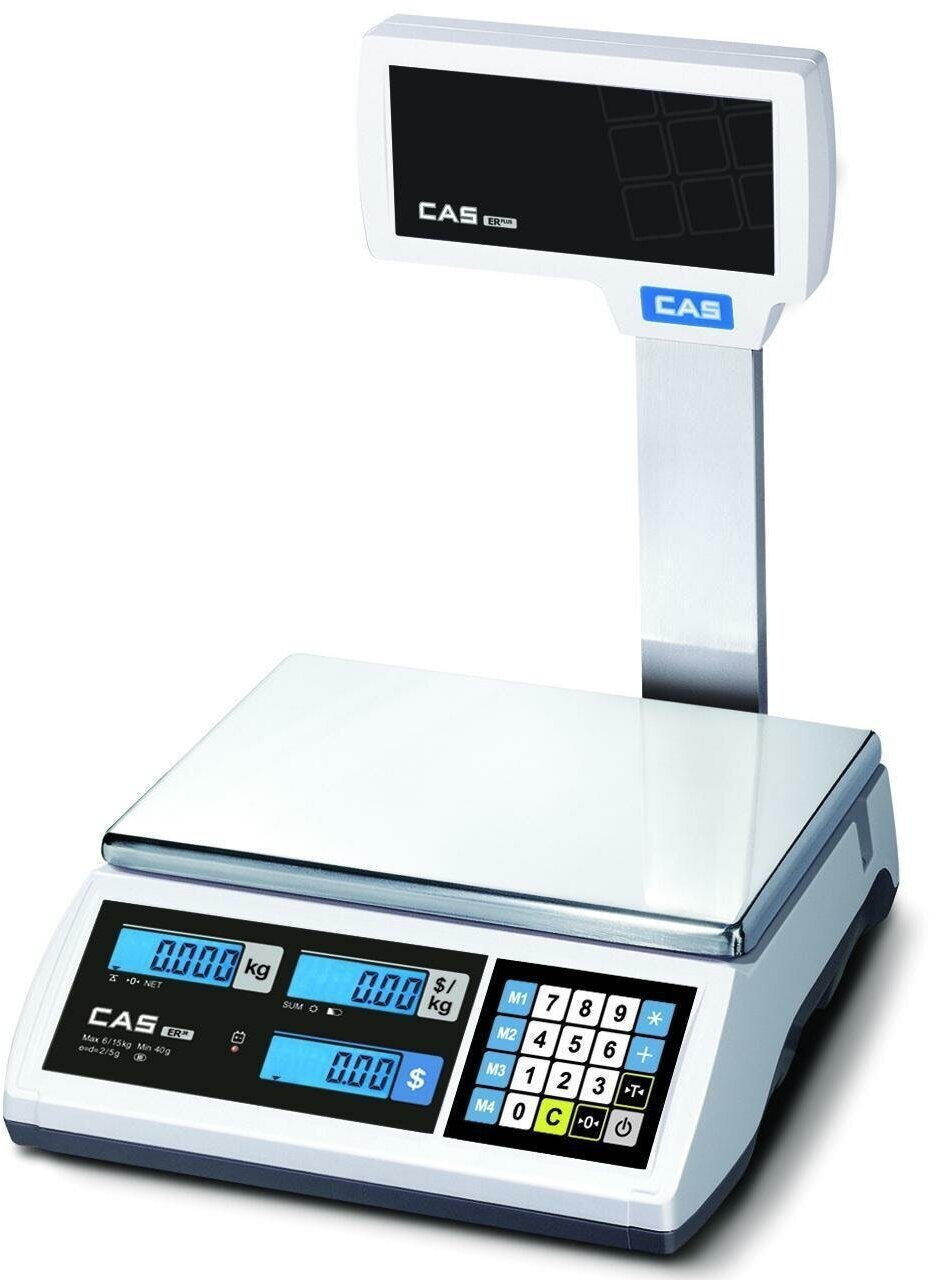 Весы торговые электронные CAS ER JR-6CBU со стойкой, 304x324x112 мм, 220 В
