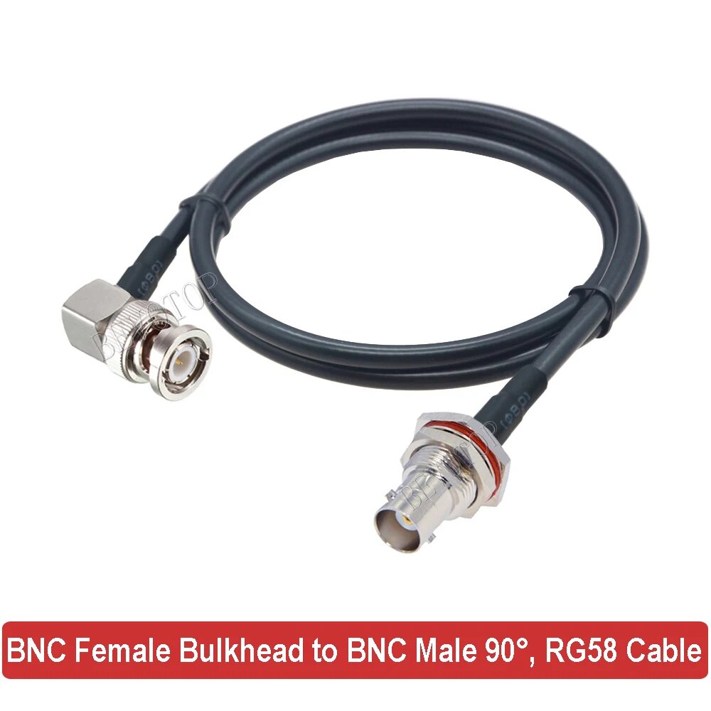 Коаксиальный кабель RG58 BNC Female Bulkhead - BNC Male 90°, 50CM