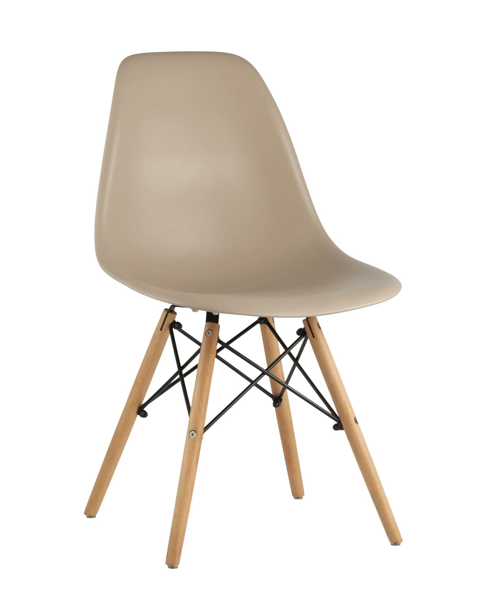 Стул Eames DSW STOOL GROUP бежевый, пластик, дерево, твердое сиденье, без подлокотников