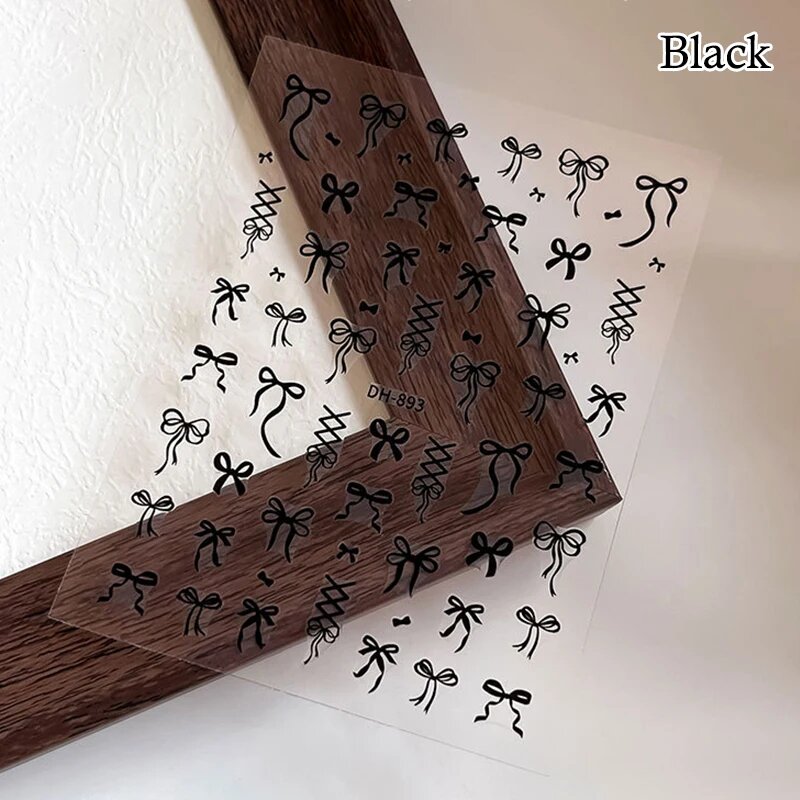 Наклейки для ногтей с бантом, Black