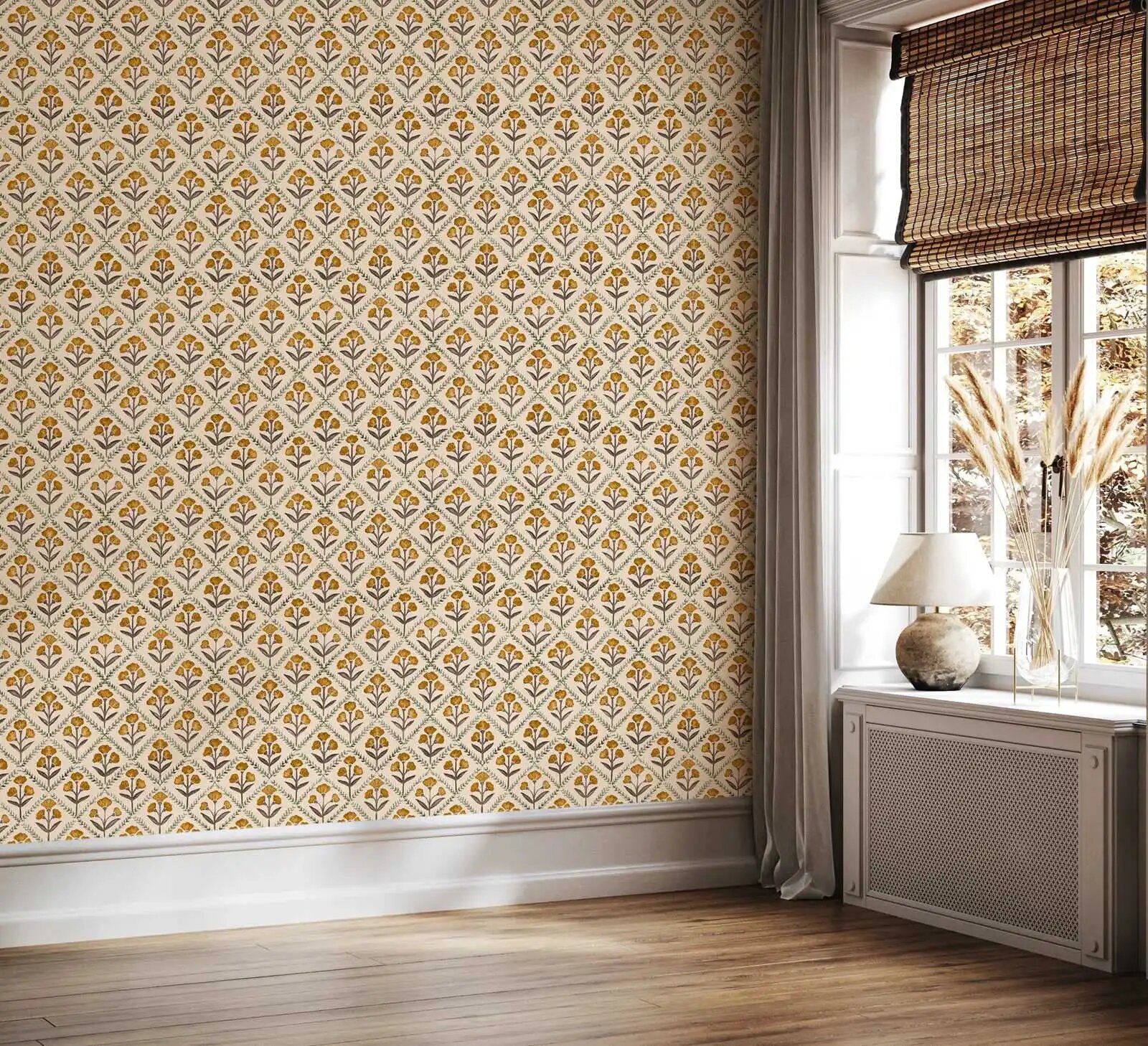 Обои Pixel&Wall, Tradition Non-Woven, желтые цветы