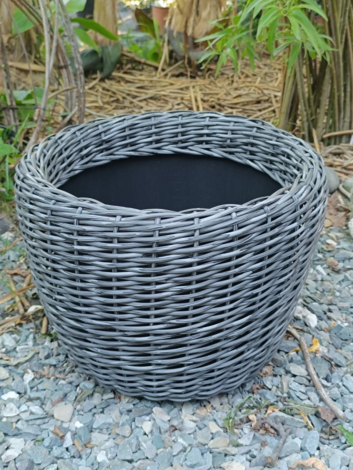 Кашпо Круглое "Уютный дом" -16 литров - цвет ротанга "Графит"