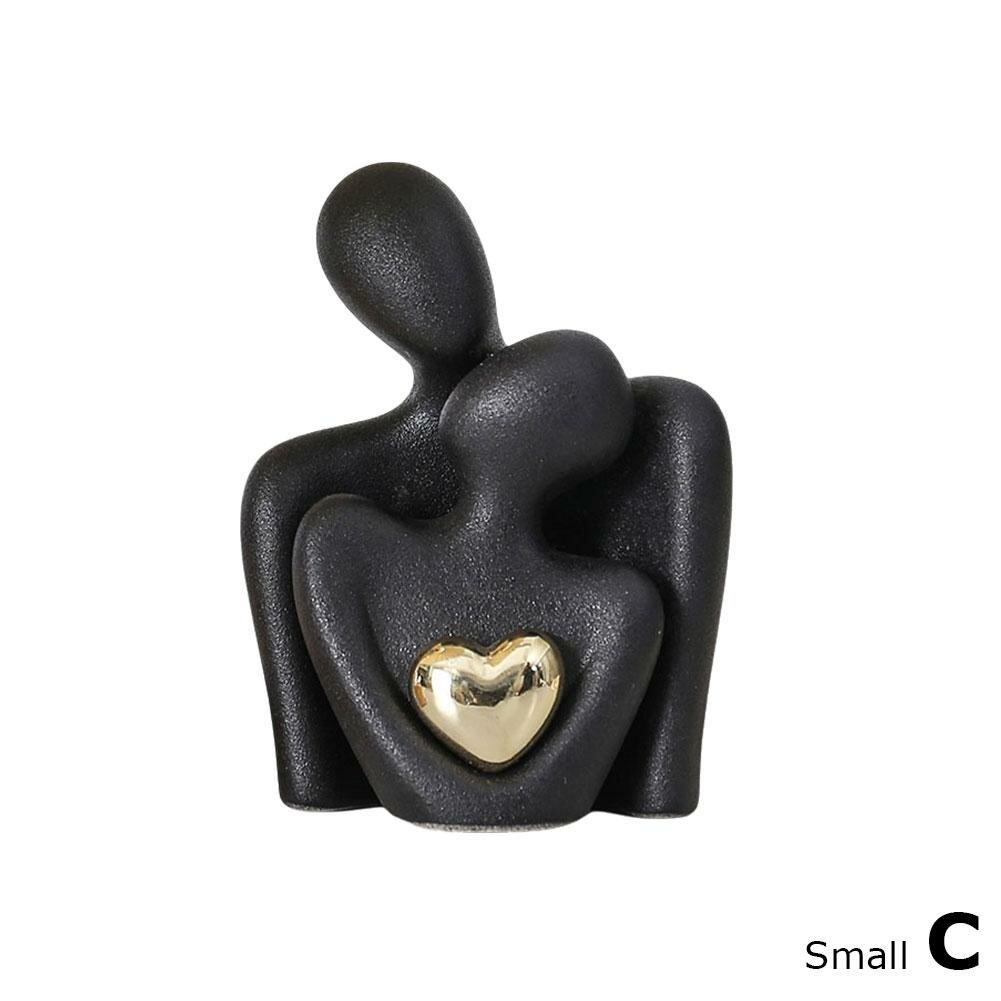 Фигурка романтической пары из керамики - сердце к сердцу, идеальный подарок на годовщину, разные размеры