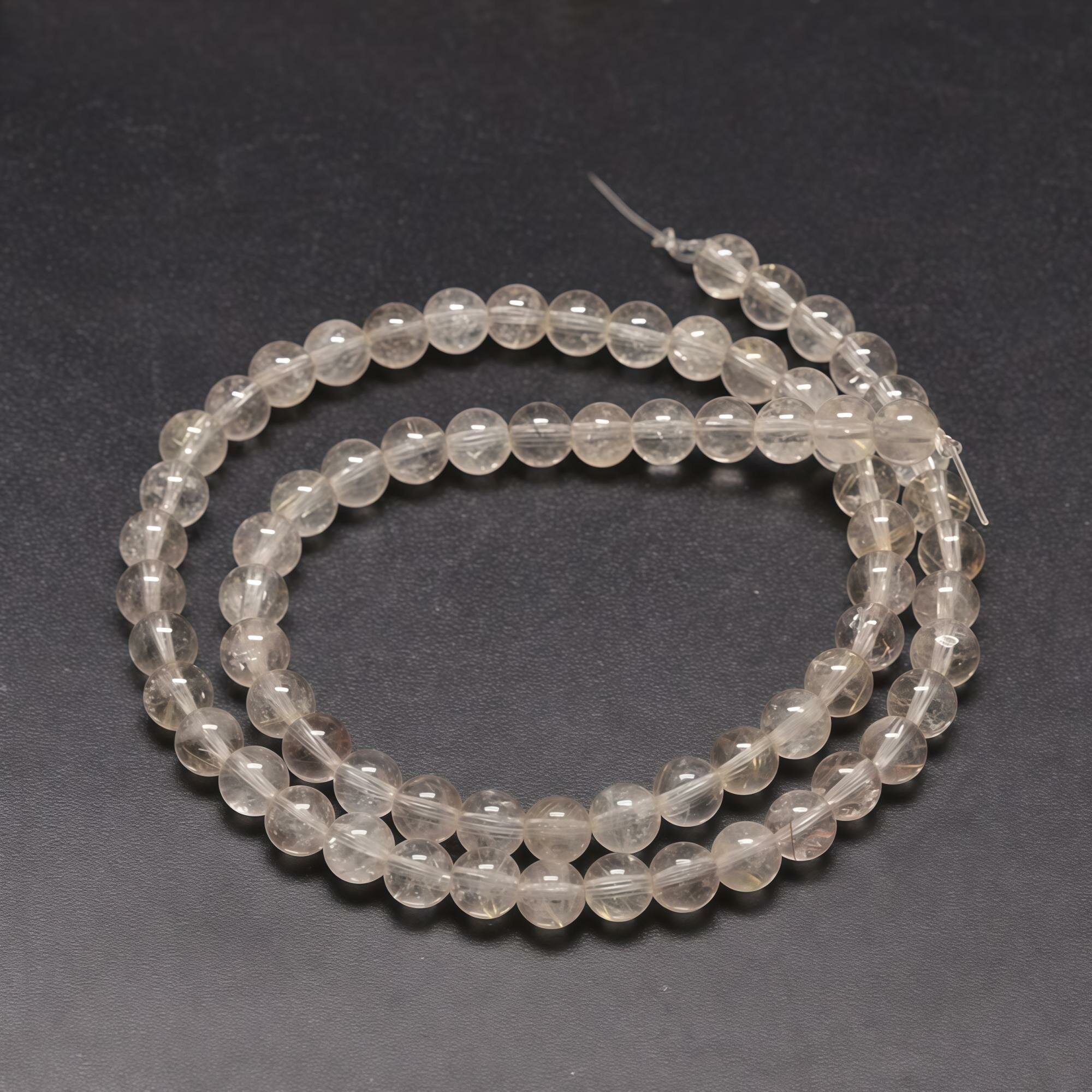 Бусины каменные, кварц, рутиловый, 10мм, 37 шт, низка