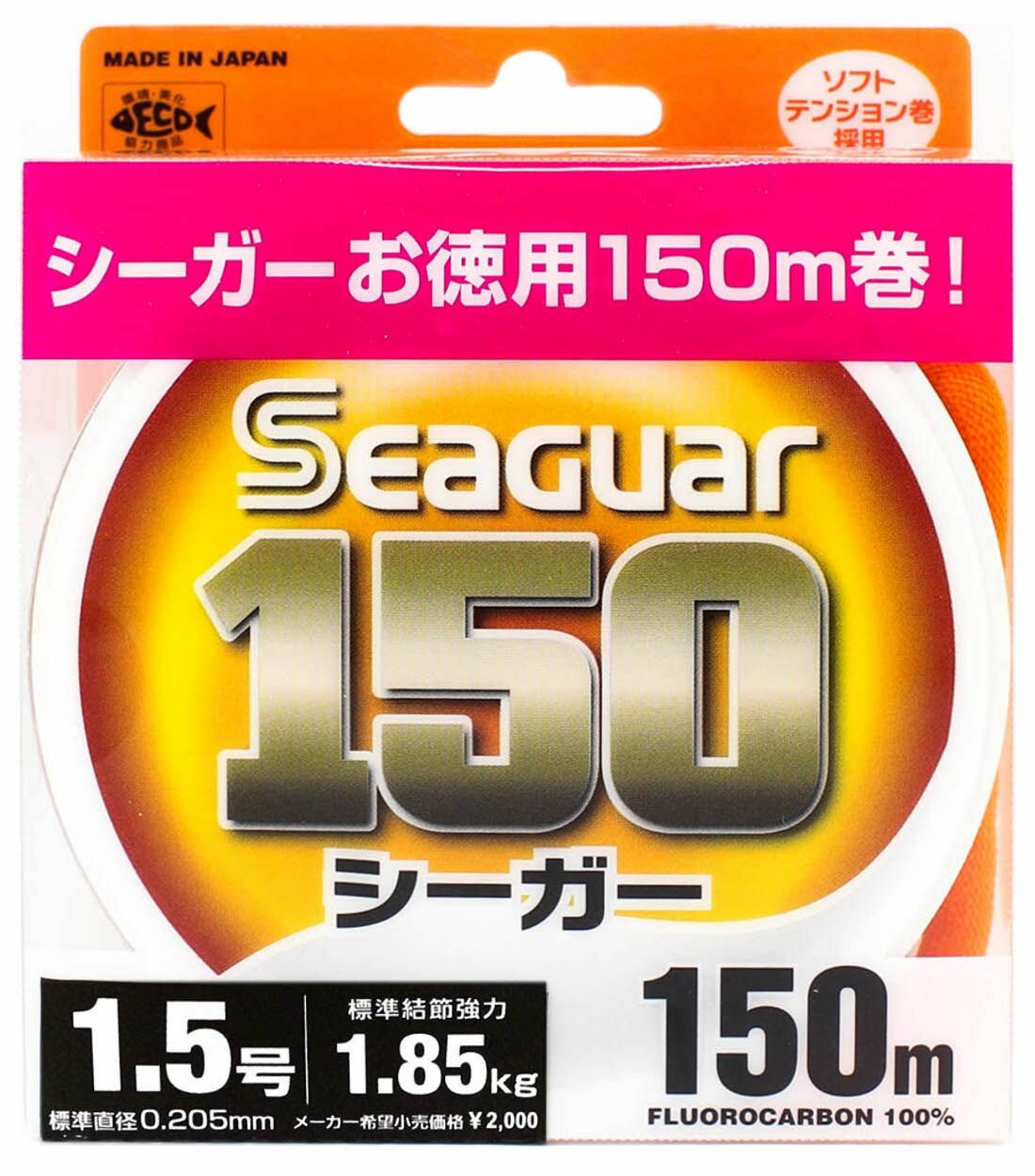 100% Флюорокарбон Seaguar Fluoro 150м. #1.5 (1,85кг/0,205мм.) прозрачный, белый