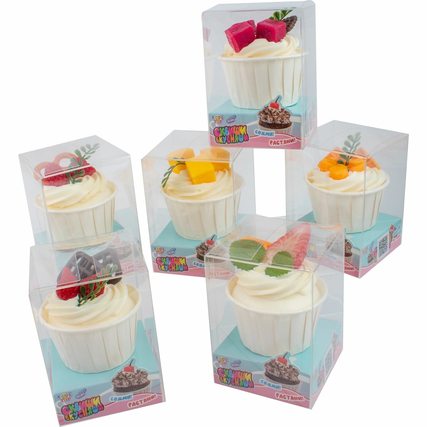 Игрушка-антистресс KiddiePlay сквиш кекс с фруктами