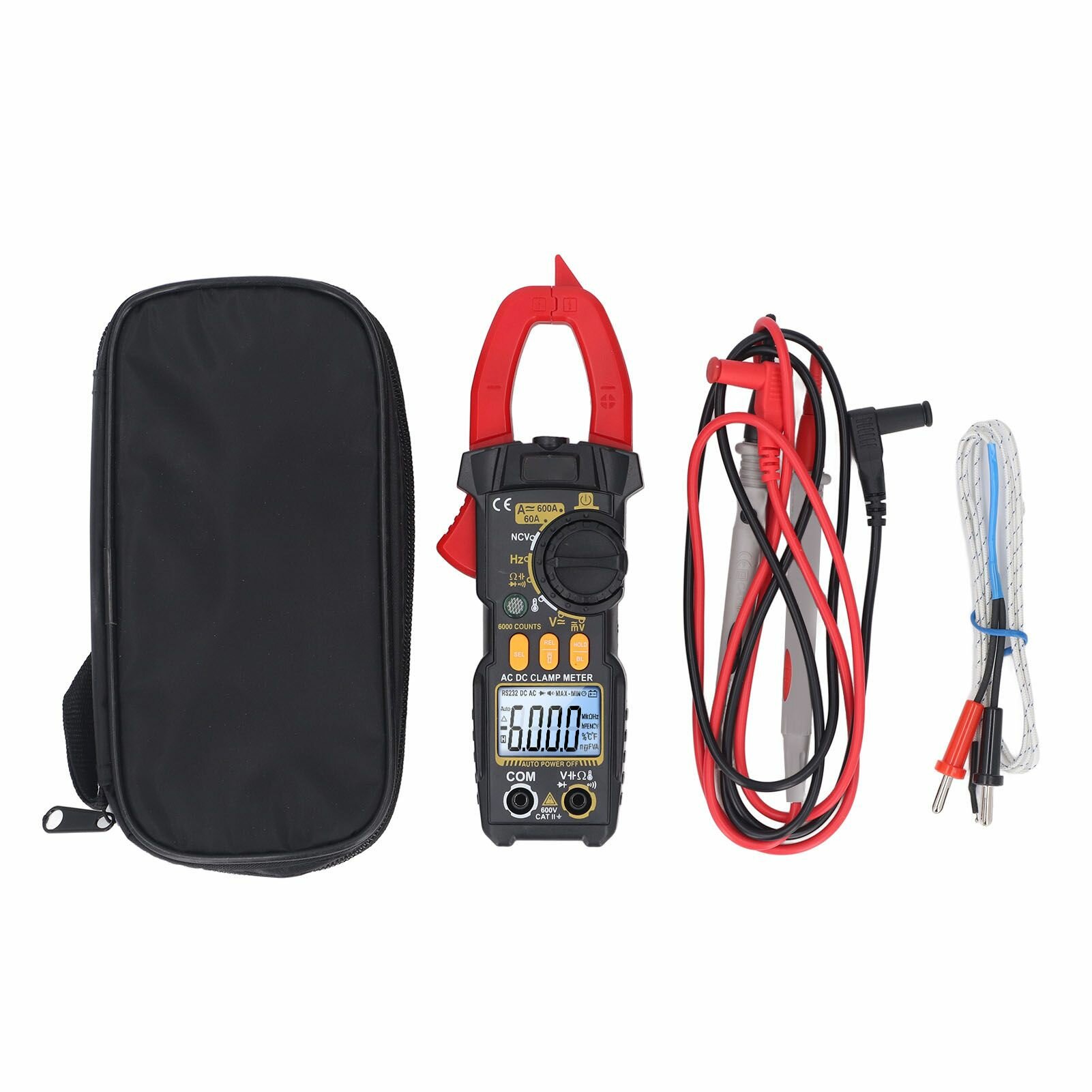 Цифровой токоизмерительный прибор с ЖК-дисплеем, 6000 отсчетов, мультиметр для измерения переменного и постоянного тока, напряжения, диода, температуры, емкости