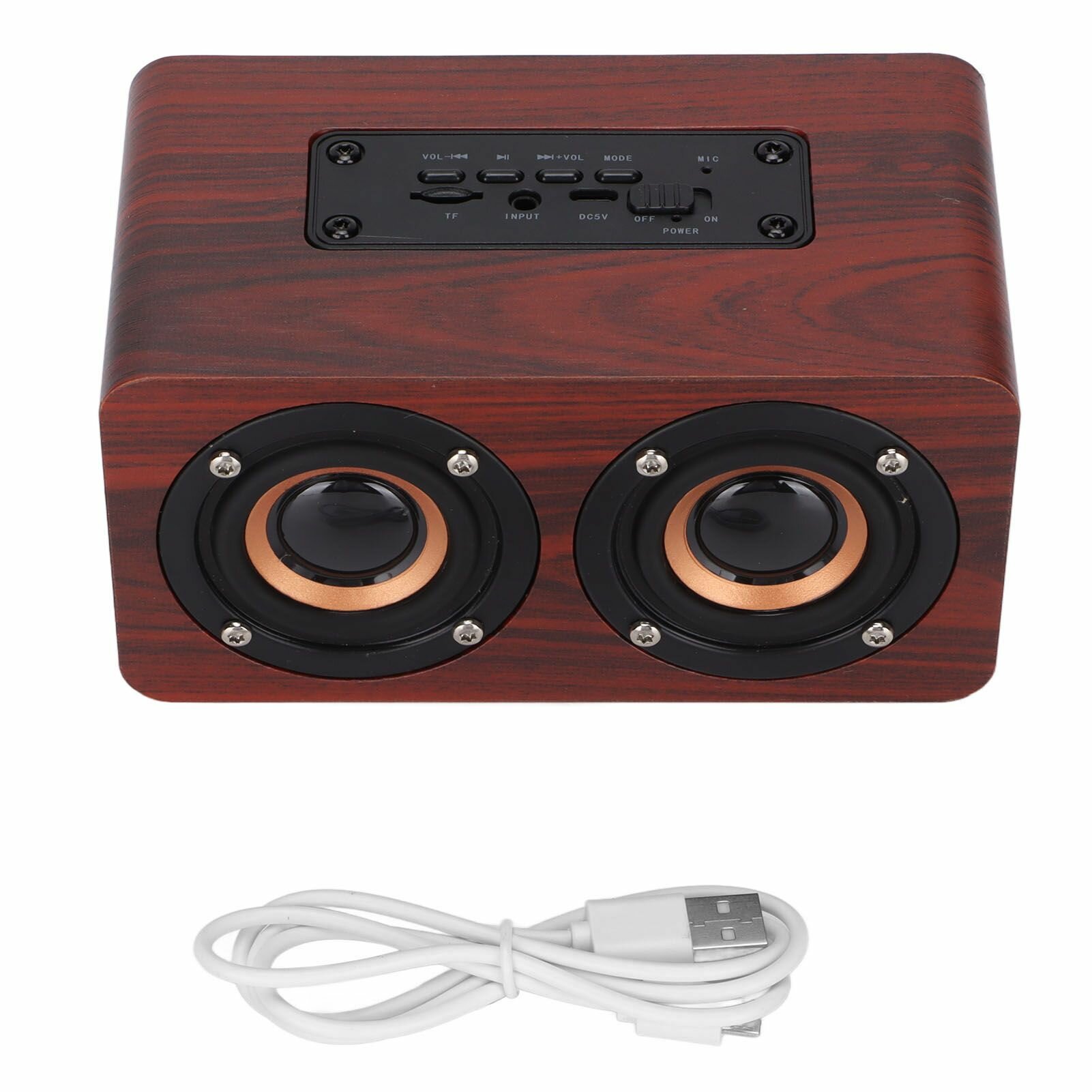 Деревянный Bluetooth-динамик в стиле коричневого дерева в стиле ретро, беспроводной стереодинамик сабвуфера для дома, планшета, телефона, вход AUX, сильный бас, простое сопряжение