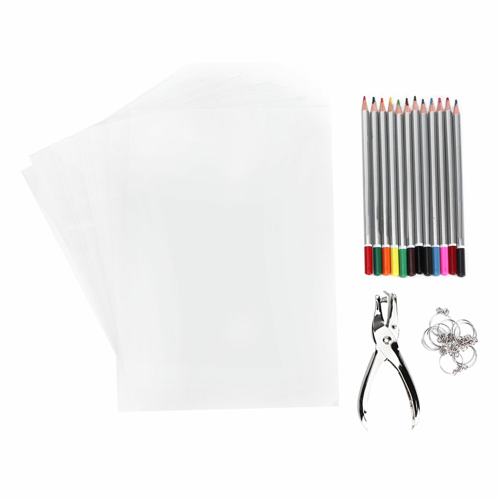 Набор термоусадочной бумаги для брелоков своими руками, цветная бумага для поделок с дыроколом для ручного творчества