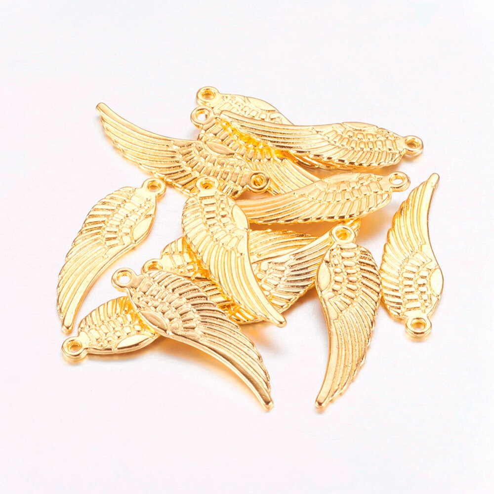 Подвеска, 30х9мм, крыло, базовый материал - цинковый сплав, золотистое, 20 грамм