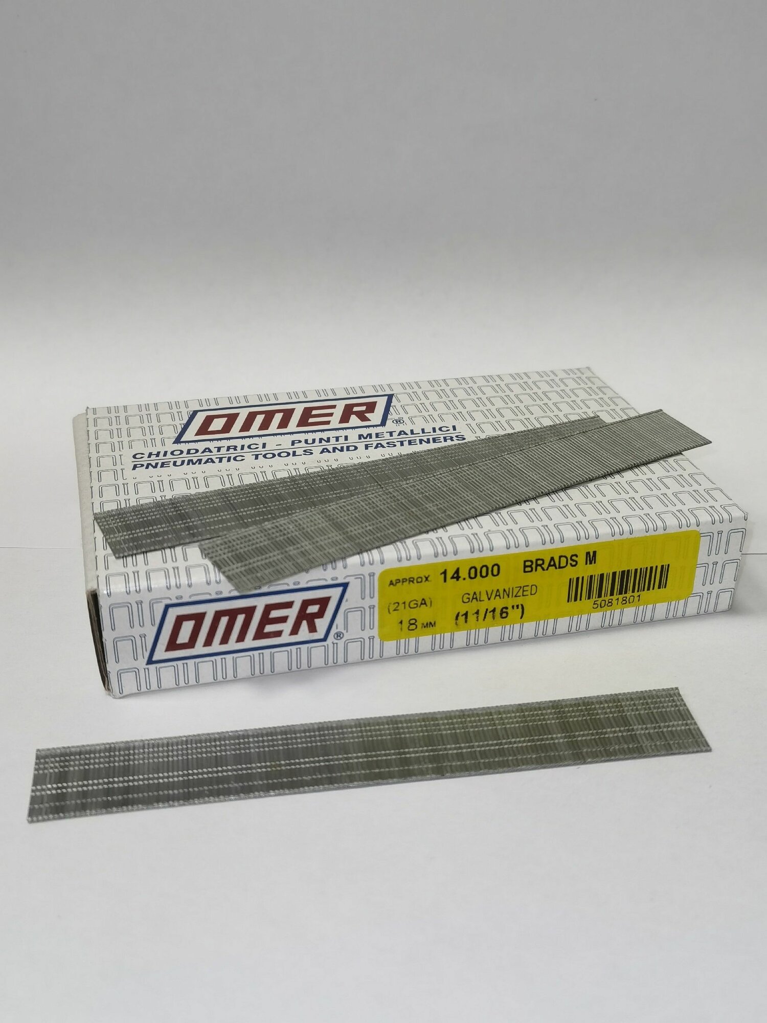 Шпильки для нейлера со шляпкой M/18 Omer, 18 мм, сечение 0,84 мм, GA21