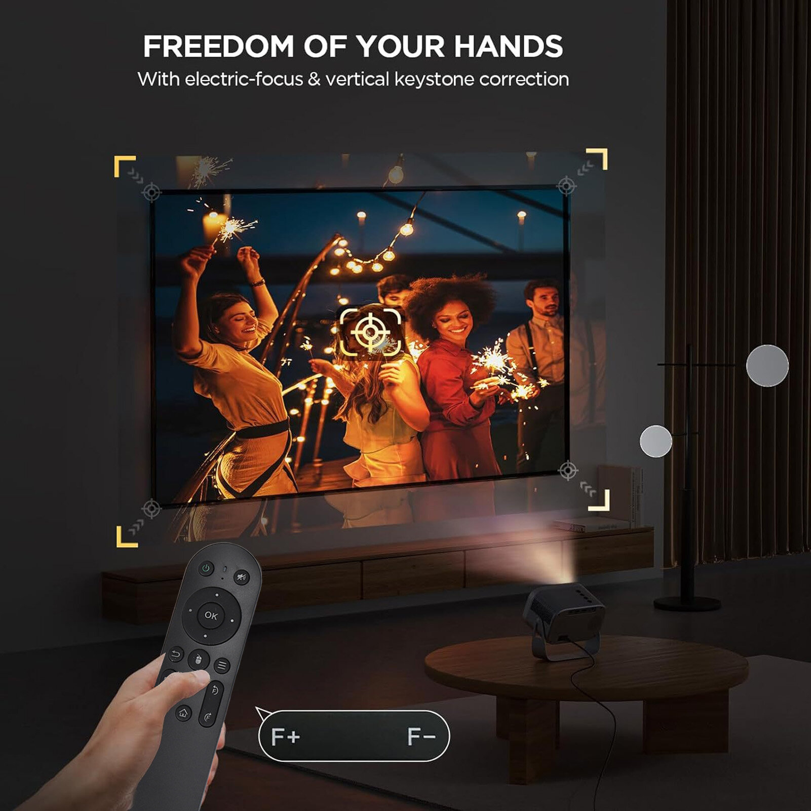 Проектор 4k с электрофокусом для Android TV 11.0 WiFi, потолочный видеопроектор с регулируемой подставкой на 360° для домашнего кинотеатра, вилка UK