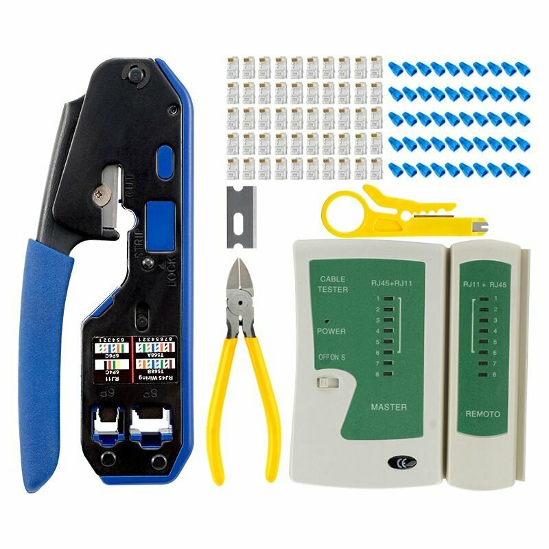 Набор обжимных инструментов Pass Through Ethernet щипцы для модульных разъемов Cat5e Cat6 Cat6a 8P8C