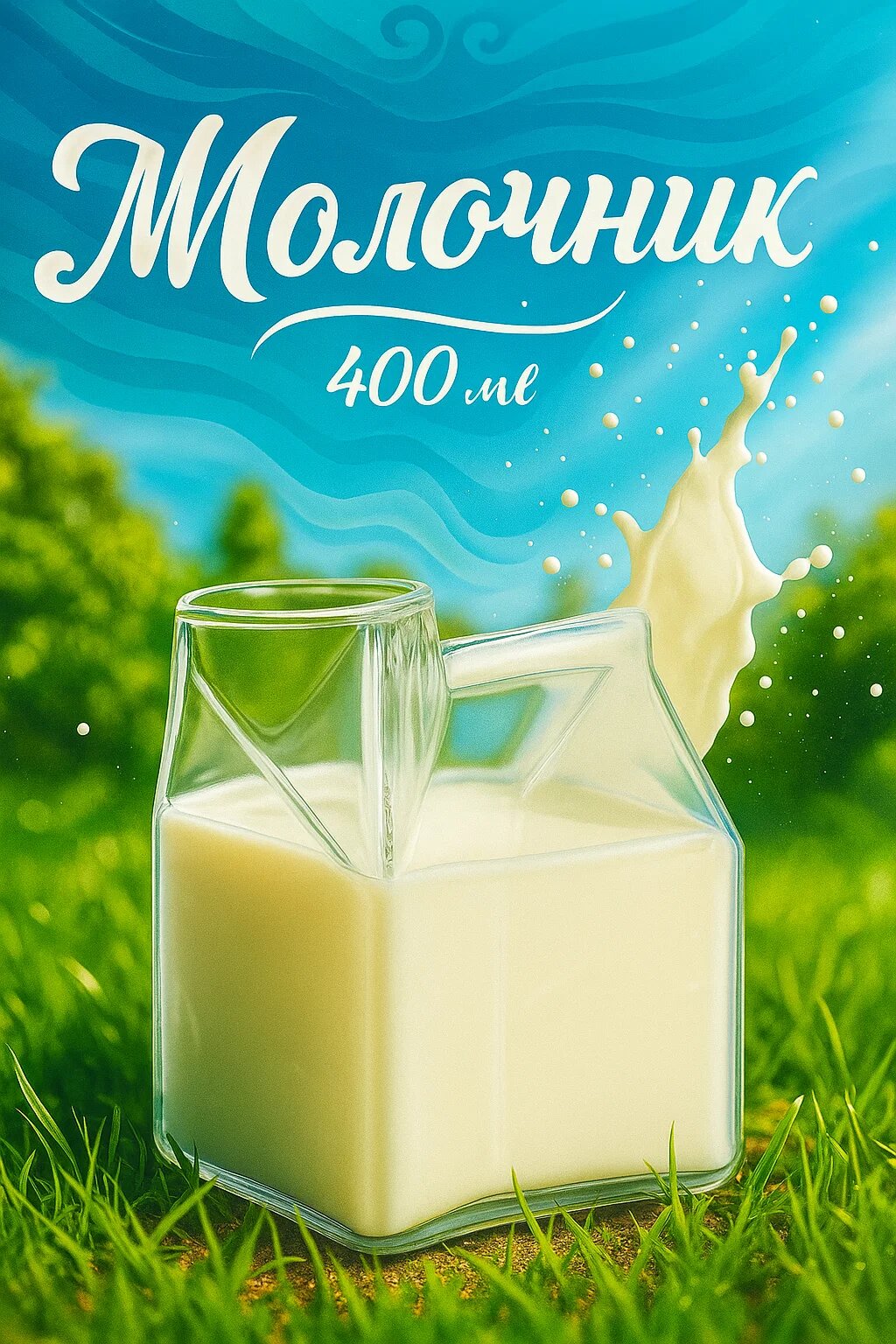 Молочник Доляна «Пакет», 400 мл, 9×7×10,3 см, стекло, цвет прозрачный