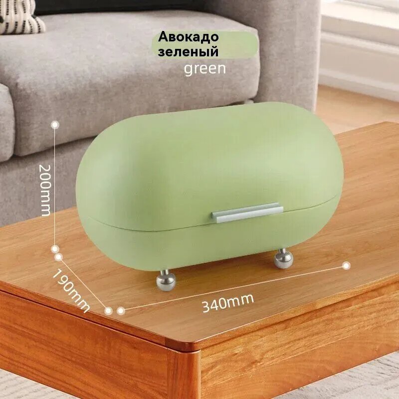 Хлебница "IKEA", с крышкой, металл, цвет зеленый, 34x19x20 см