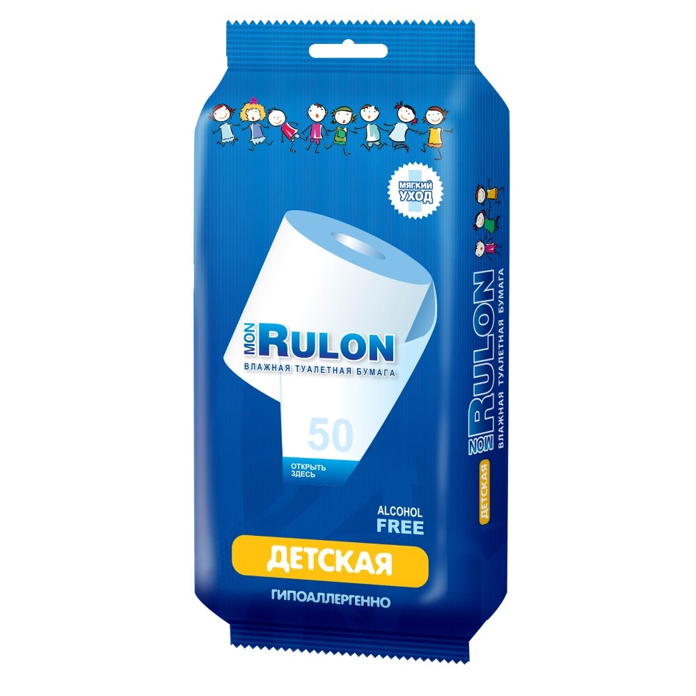 Mon Rulon Влажная туалетная бумага детская 50 салфеток