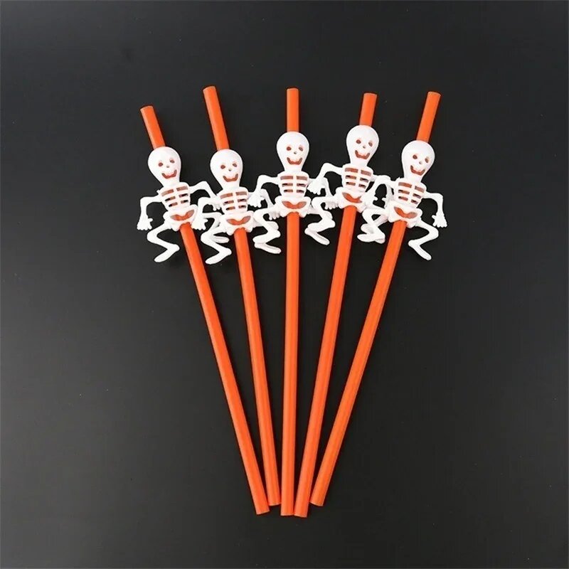 Хэллоуин соломинки пластик 5 шт orange and white