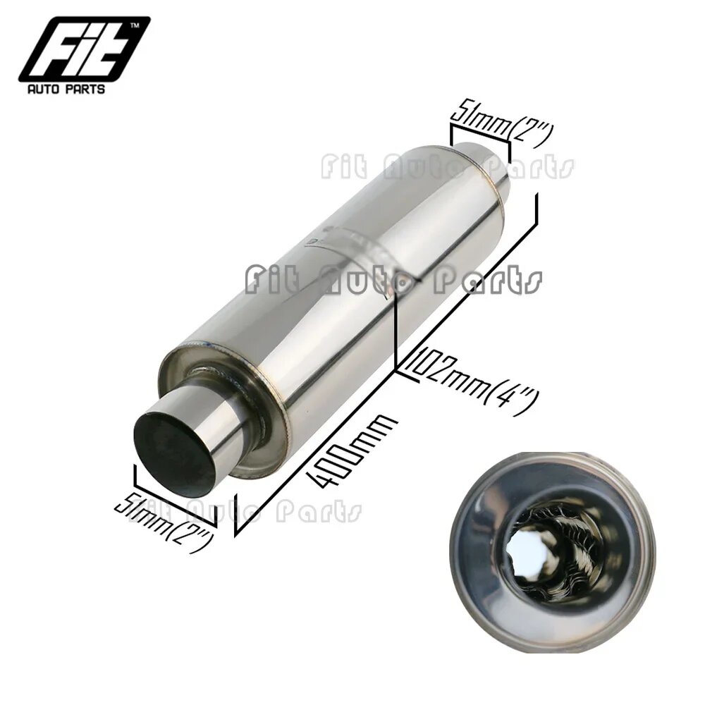 Нержавеющая сталь 2 '2,5' глушитель трубы спиральный выпускной резонатор хром серебристый средний глушитель для автомобиля, ZL401d-JS
